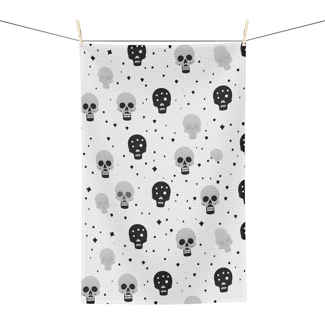 Skull Print Kitchen Towel, Skull Kitchen Decor, Skull Dish Towel ...