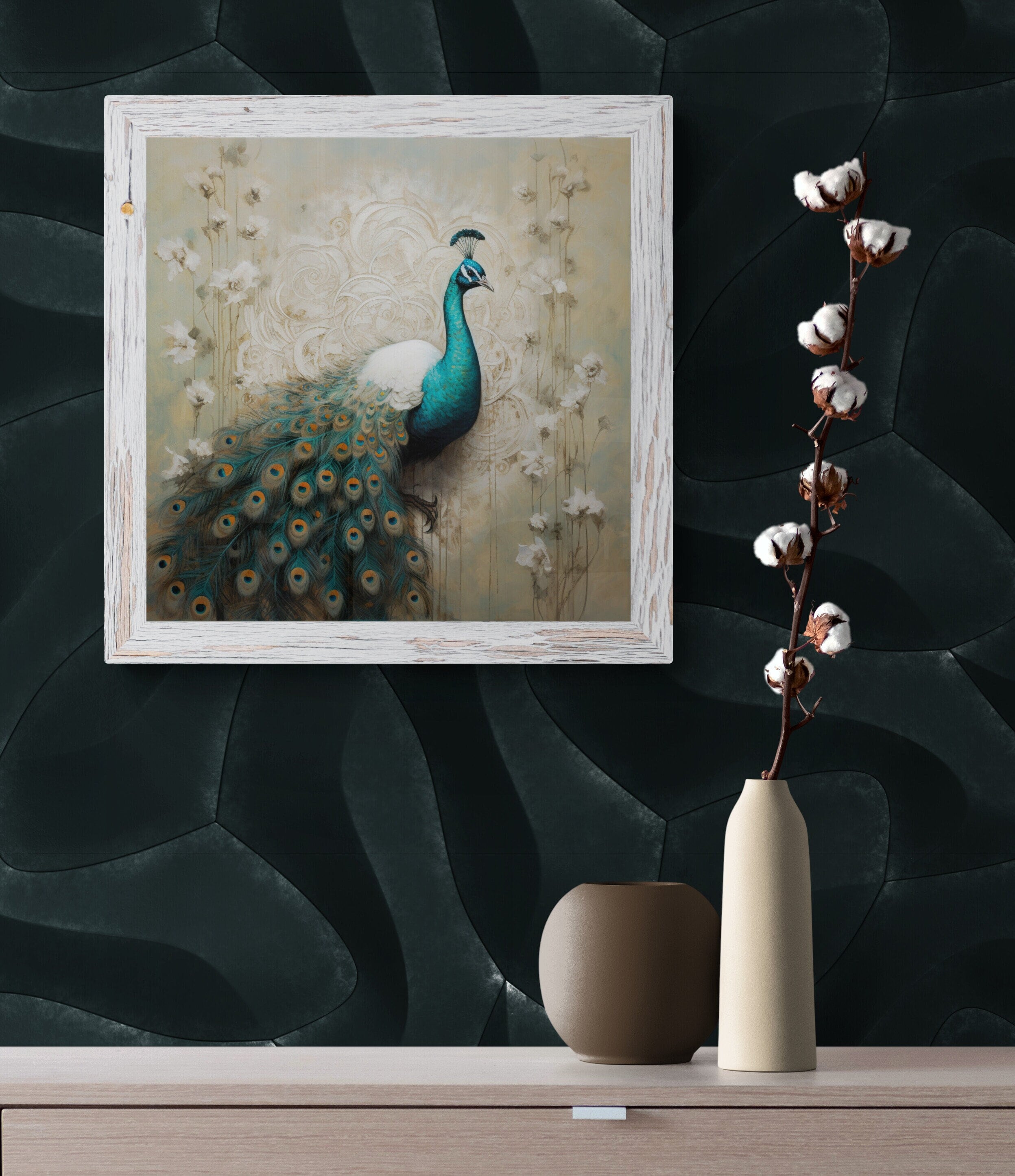 Peacock Art Print, Vintage Style Home Decor, Spring Wall Art, Peacock ...