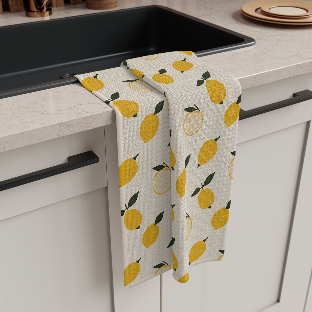 Lemon Print Kitchen Towel, Lemons, Fruit, Citrus, Cute, Dish Towel ...