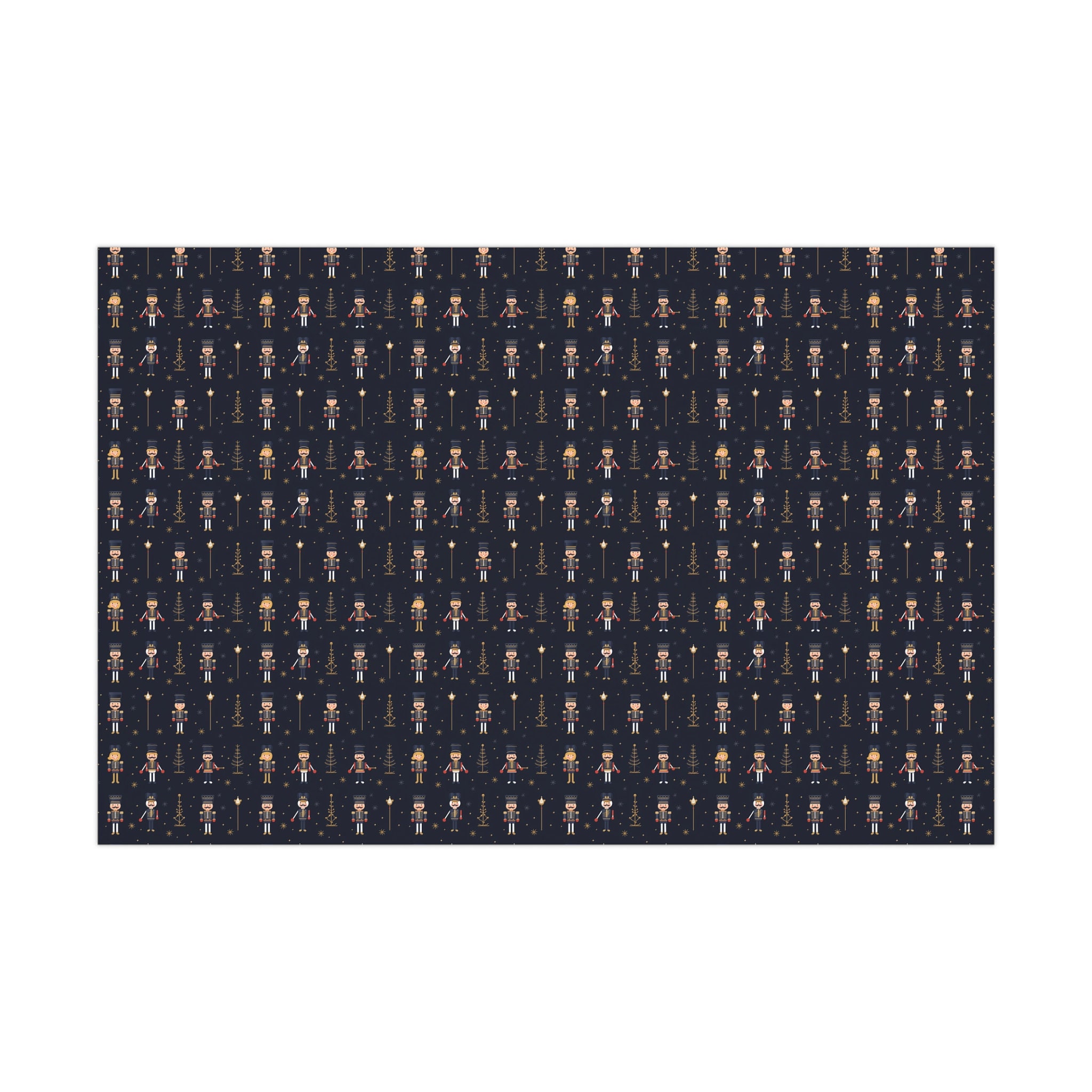 Navy Nutcrackers Christmas Wrapping Paper, Holiday Gift Wrap, Festive ...