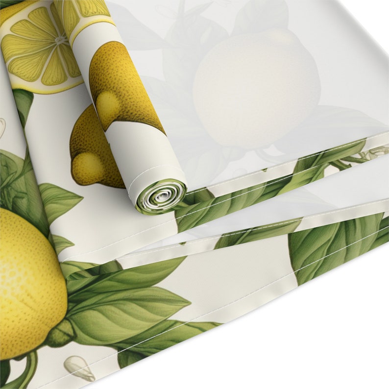 Lemon Print Table Runner, Spring Kitchen Runner, Citrus Table Runner ...