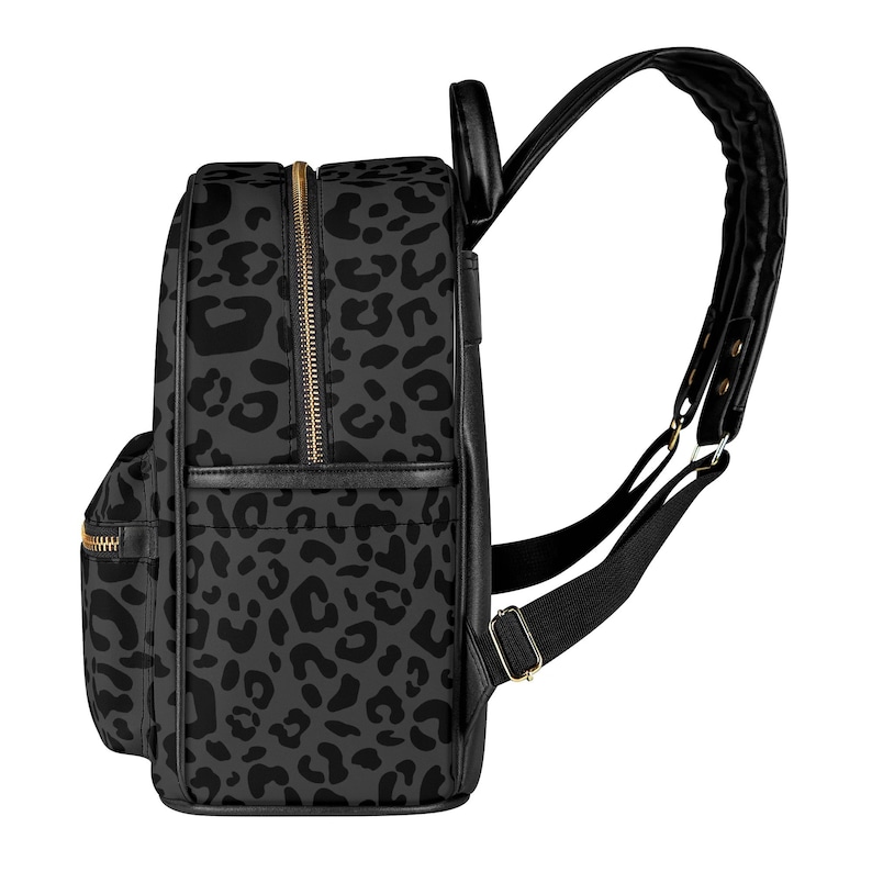 Black Leopard Print Backpack Dark Grey Cheetah Print Book Bag Classy ...