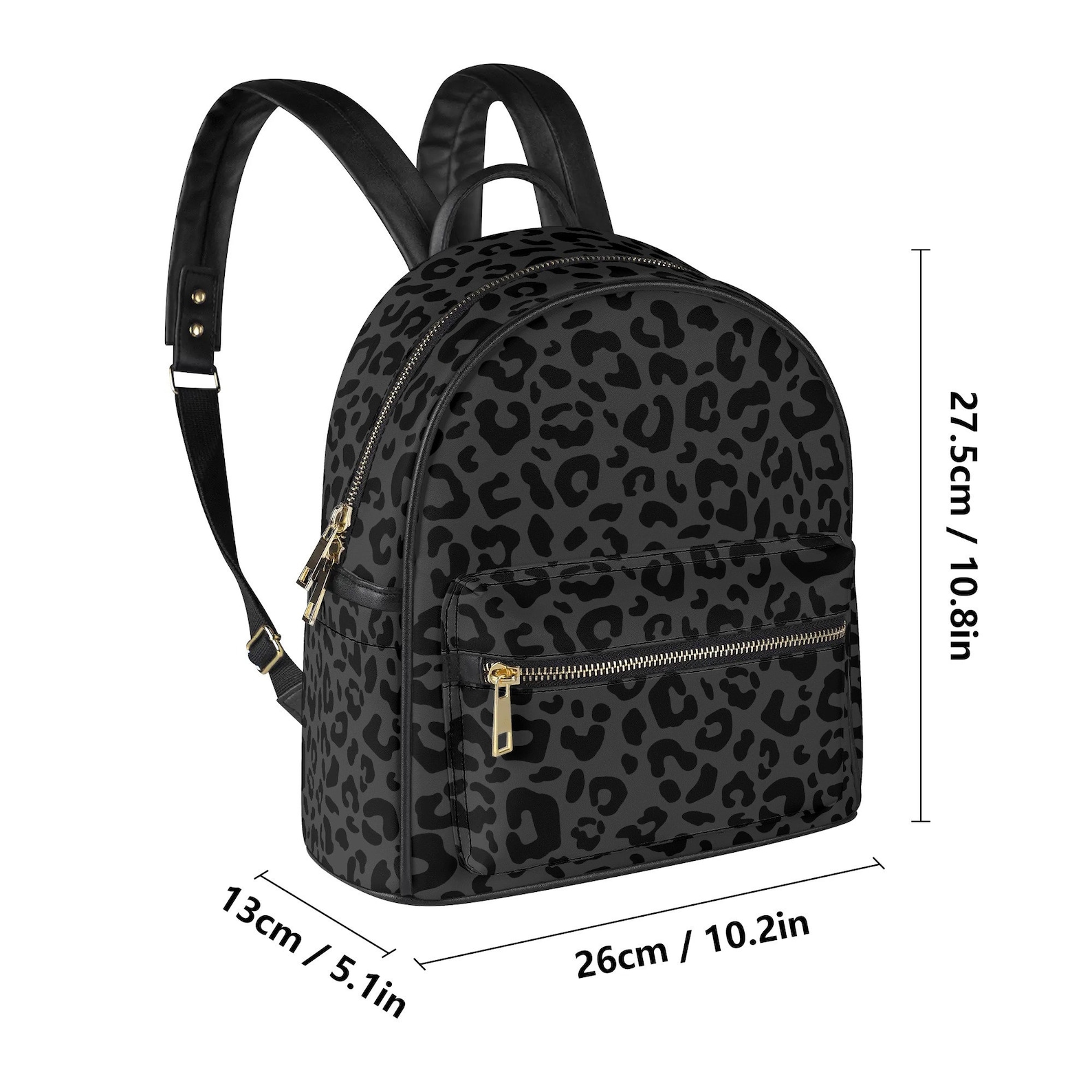 Black Leopard Print Backpack Dark Grey Cheetah Print Book Bag Classy ...