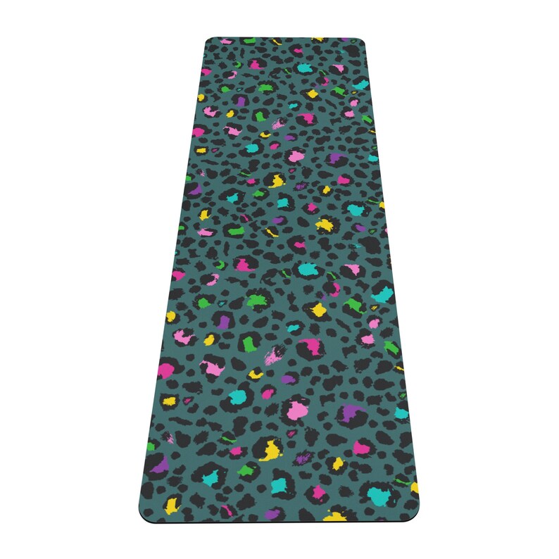 Teal Leopard Print Yoga Mat Cheetah Prints 4mm Pilates Premium Rubber ...