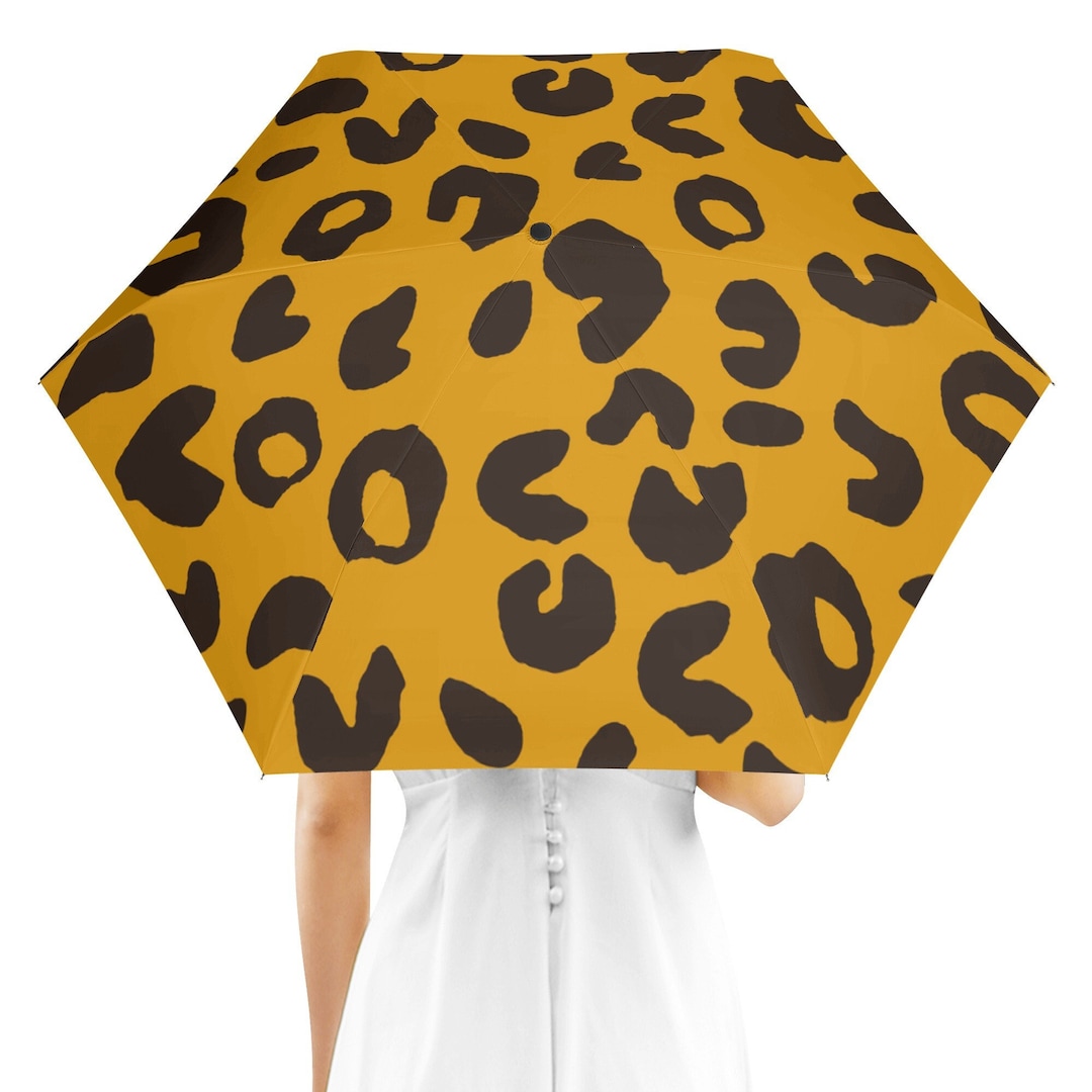 Orange Leopard Print Umbrella Cute Cheetah Print Umbrellas Auto Open ...