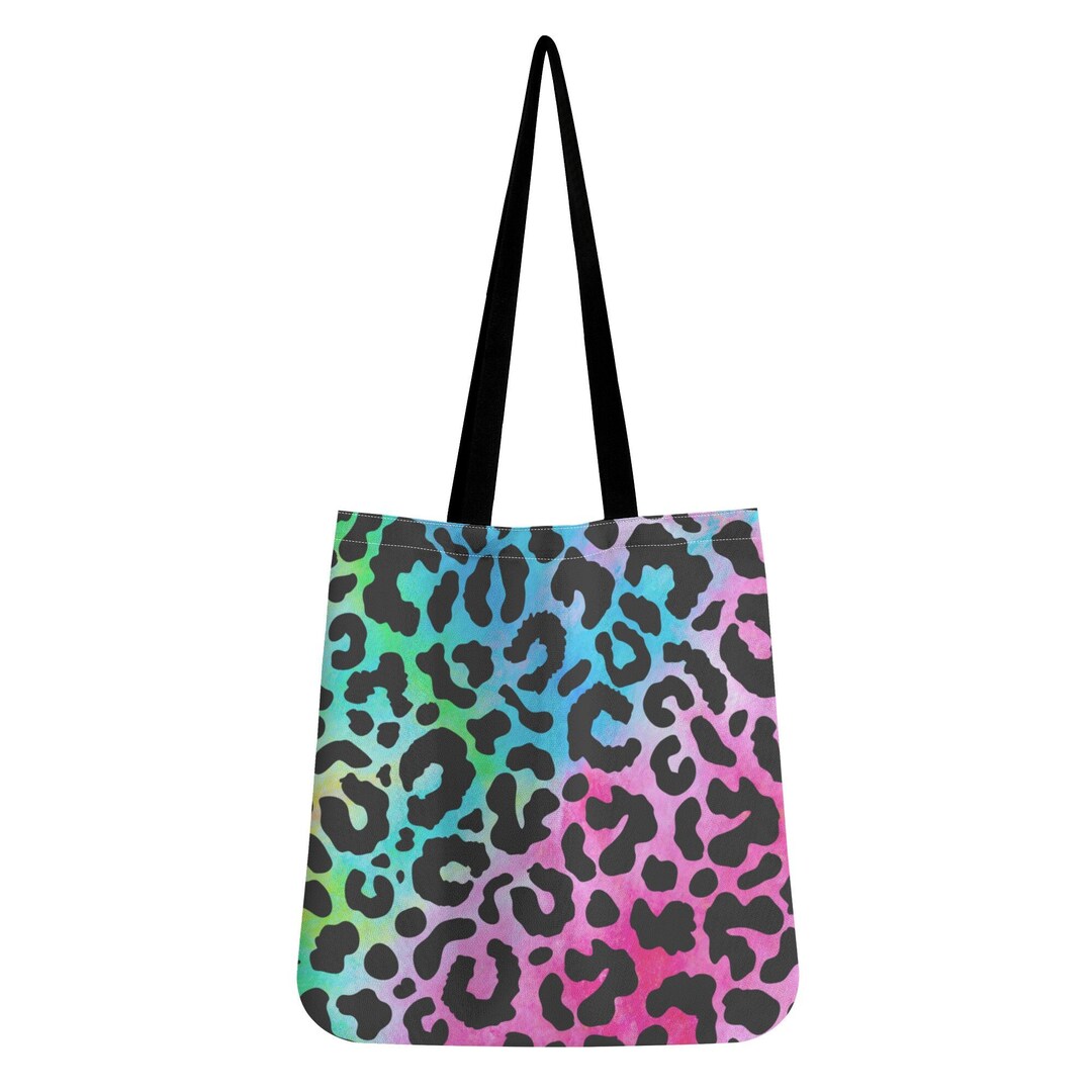 Rainbow Leopard Tote Bag Tie Die Rainbow Cheetah Print Bag Cute Hippie ...
