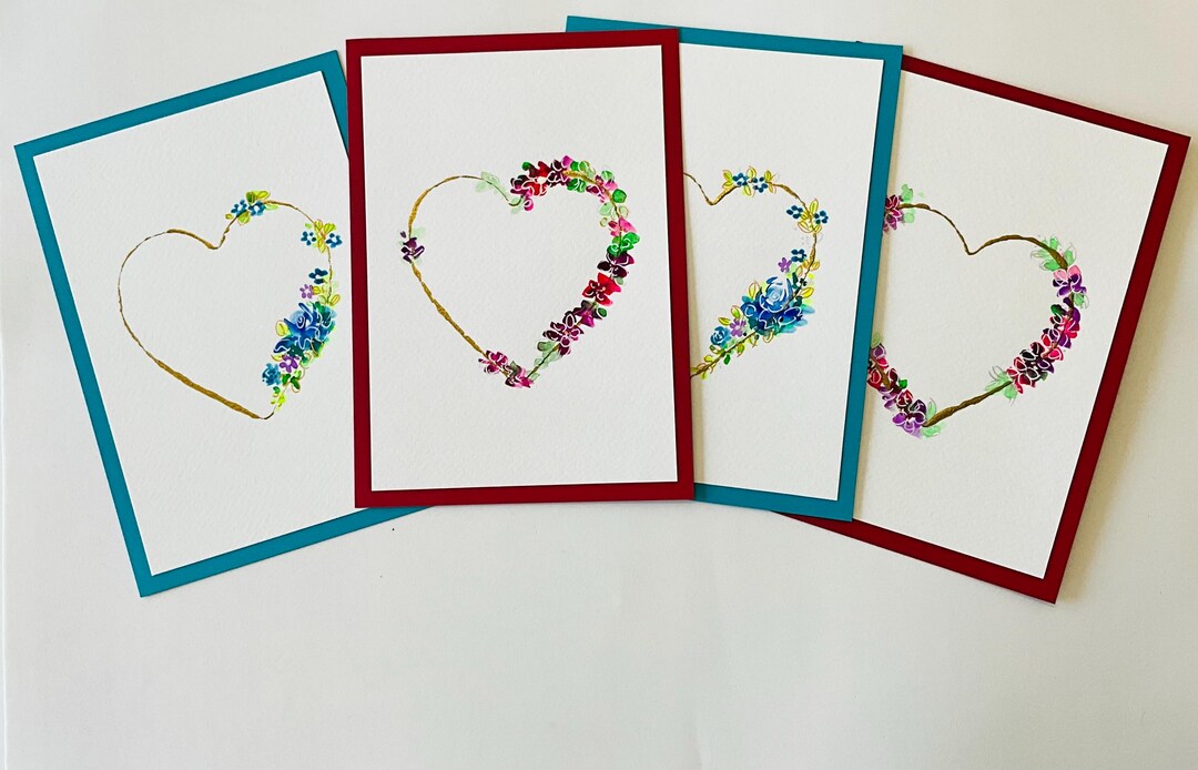 Greeting Cards HEART - CORAZÓN. Original Hand Painted, Have a Dual ...