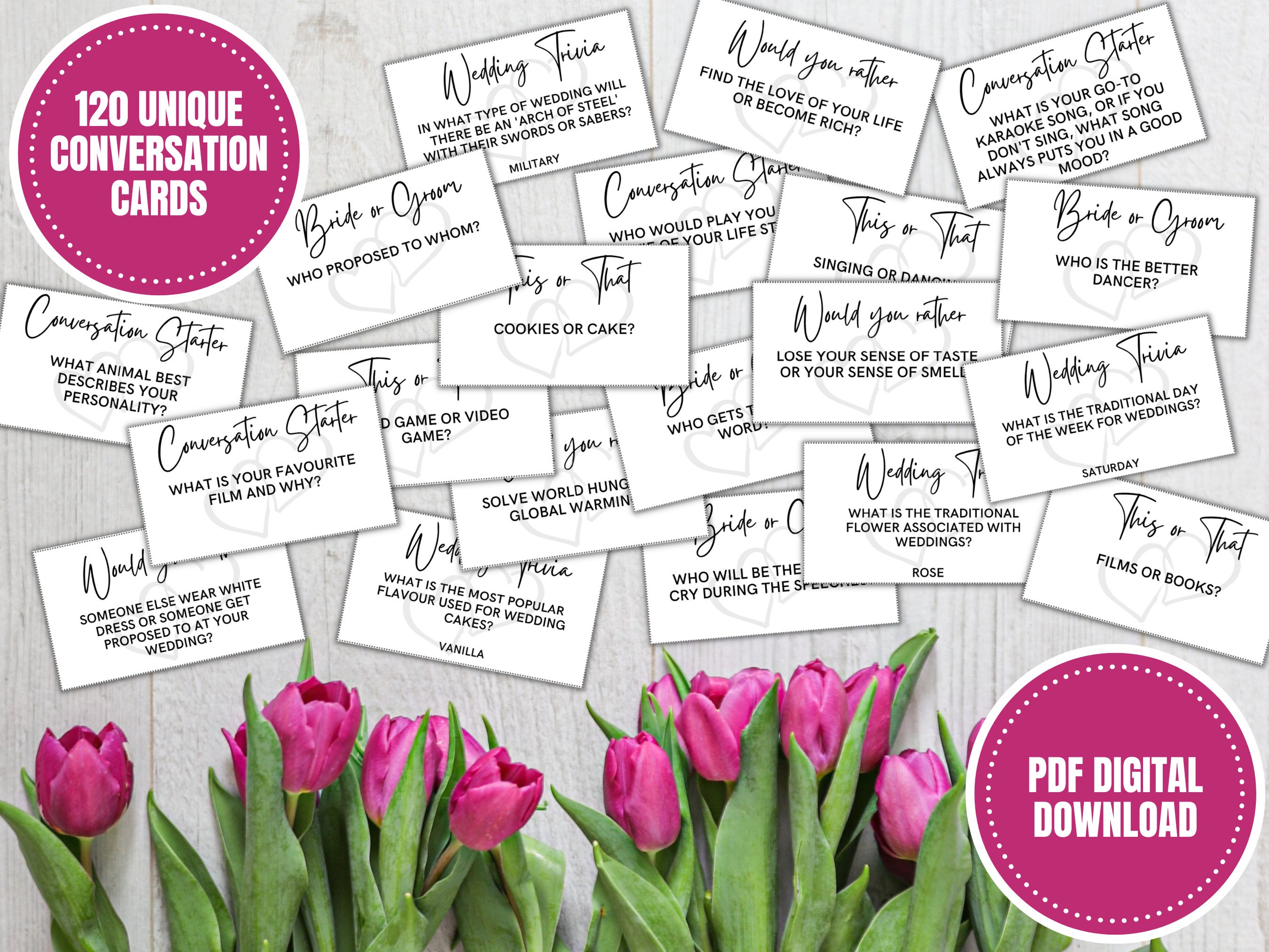Wedding Table Trivia Game Cards for Guests | Fun Icebreakers ...