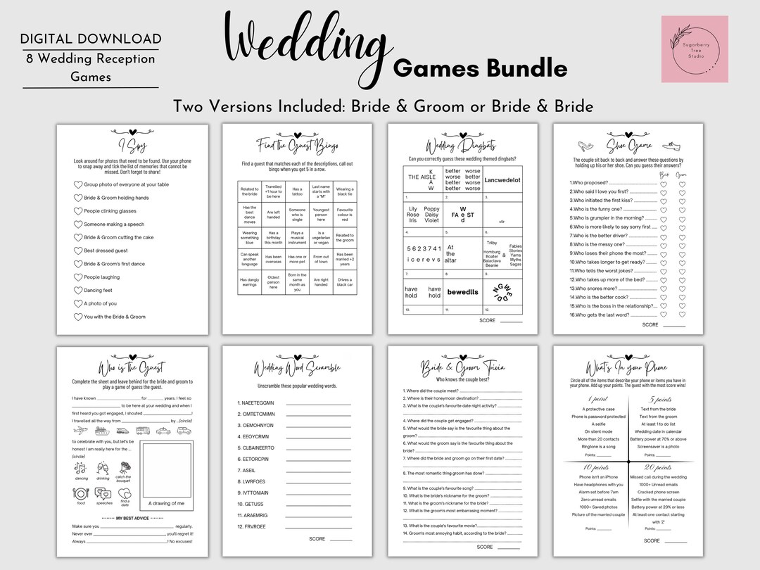 Unique Wedding Reception Games Bundle for Memorable Weddings - Etsy
