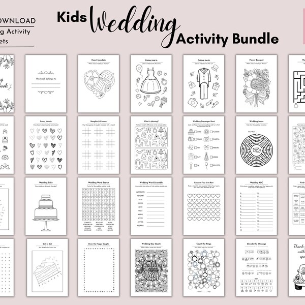 Wedding Activity Pack for Young Children - Etsy