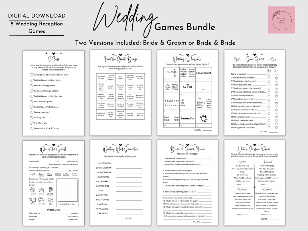 Unique Wedding Reception Games Bundle for Memorable Weddings - Etsy
