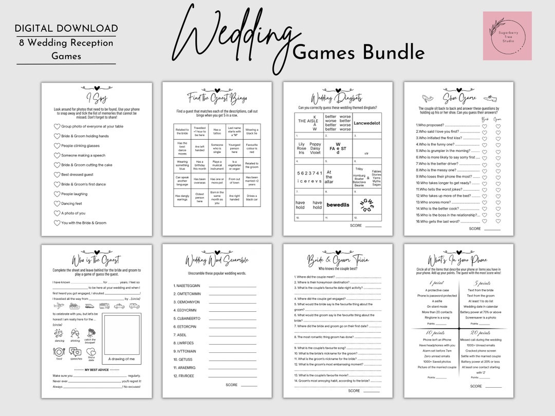 Unique Wedding Reception Games Bundle for Memorable Weddings - Etsy