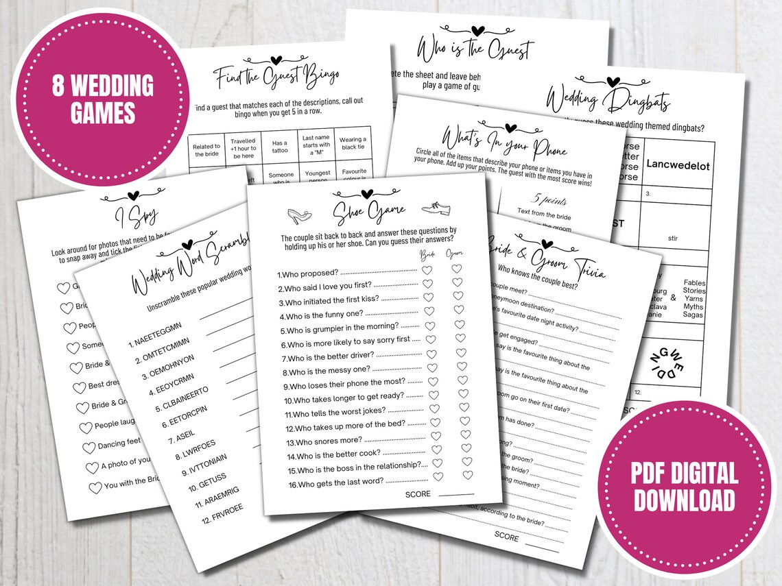 Unique Wedding Reception Games Bundle for Memorable Weddings - Etsy UK