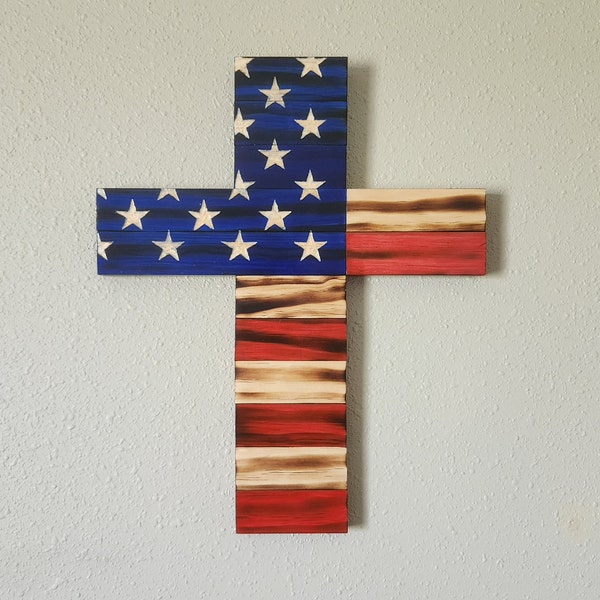 Wooden American Flag Cross - Etsy
