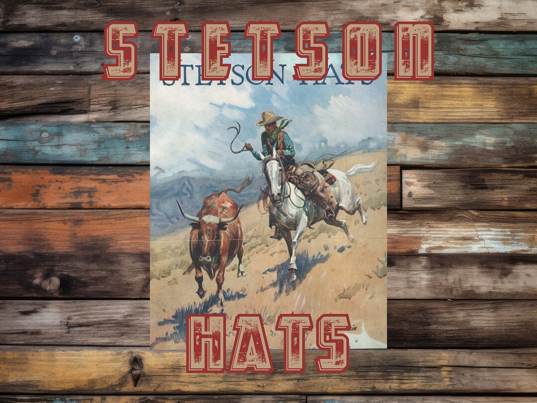 Vintage Stetson Hat Poster Vinyl Sticker Remake - Etsy