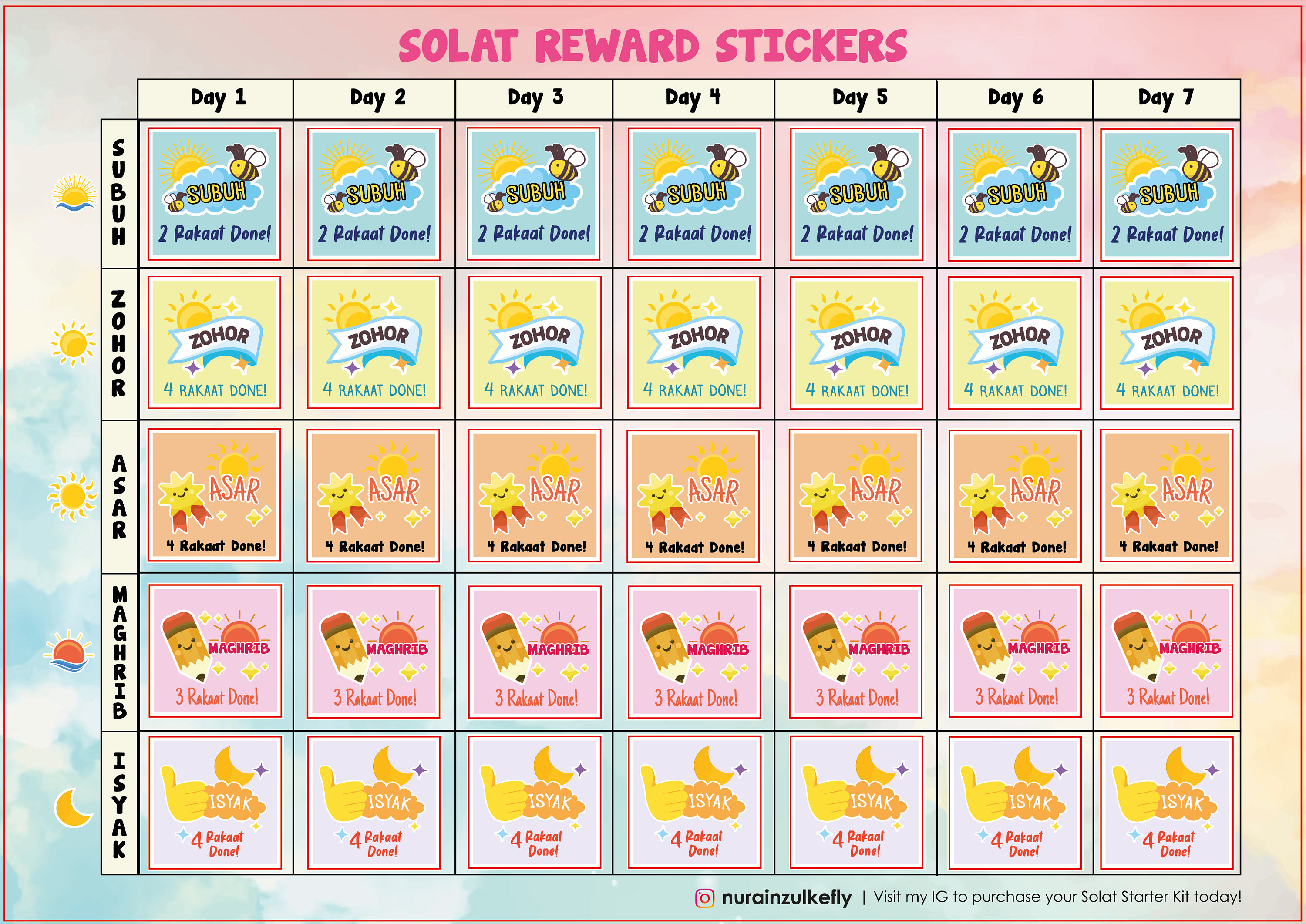 Solat Reward Stickers and Solat Tracker - Etsy
