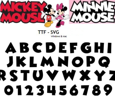 2 Pack Minnie & Mickey Cartoon Font SVG, Mouse Font SVG, Mouse Alphabet ...