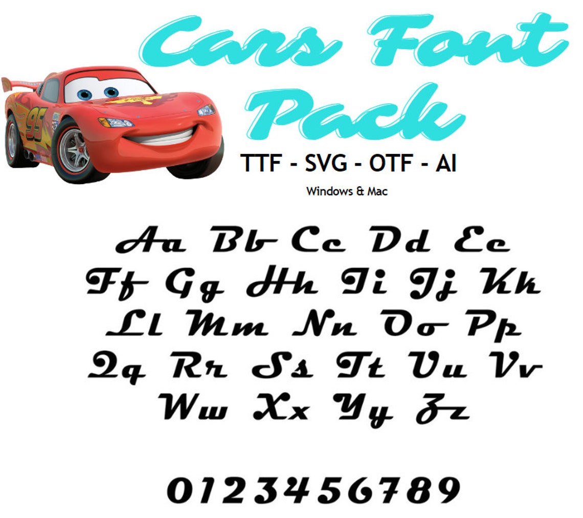 Cars Font Letters, Printable Letters, Baby Shirt DIY Personalized Logo ...