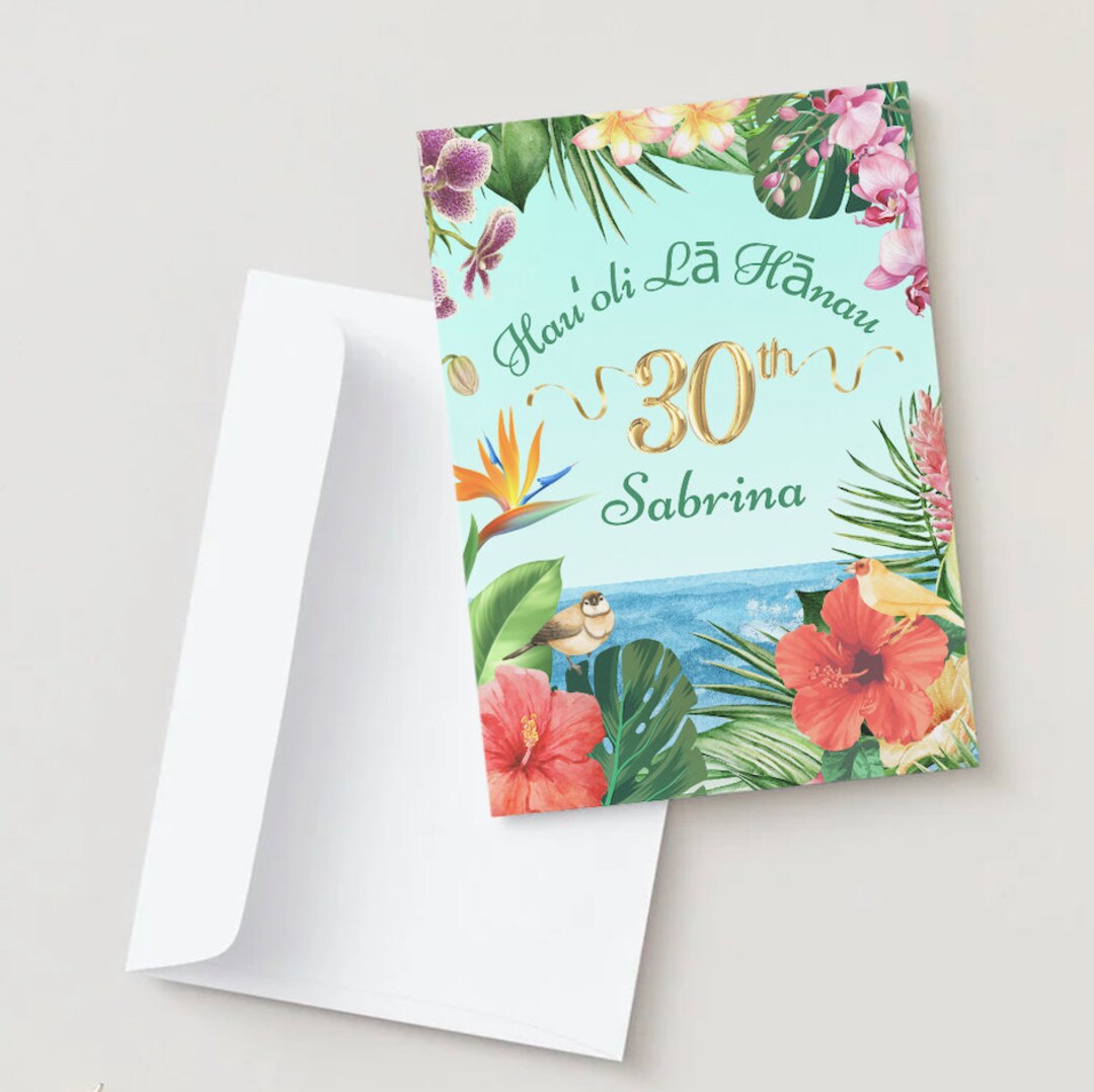 Happy 30th Birthday Hawaiian Flowers and Ocean - Etsy