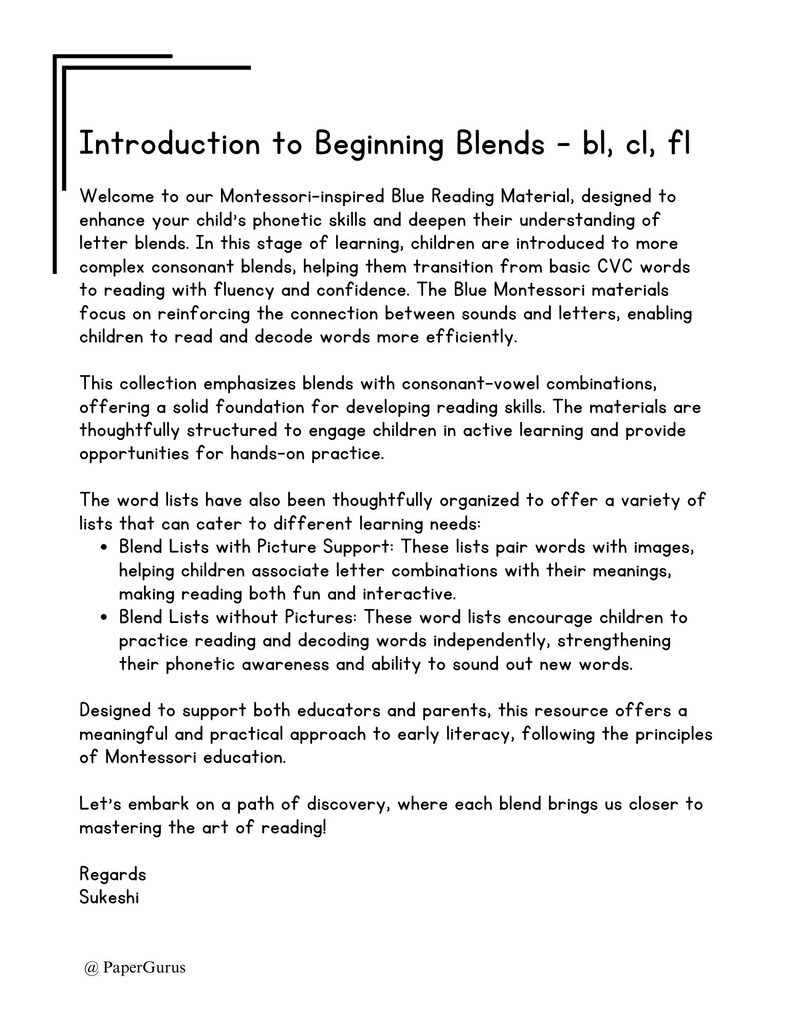 D20a_montessori-inspired Beginning Blends (bl, Cl, Fl) Lists | Phonetic ...