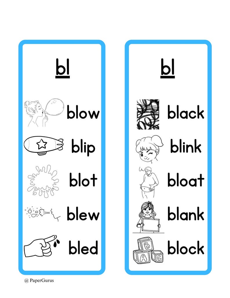 D20a_montessori-inspired Beginning Blends (bl, Cl, Fl) Lists | Phonetic ...