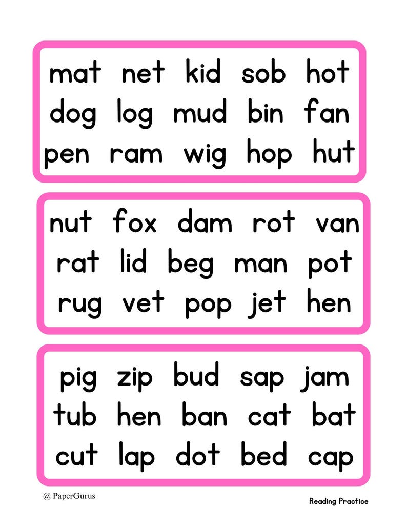 D18a_montessori-inspired CVC & Rhyming Word Practice Cards | Phonetic ...