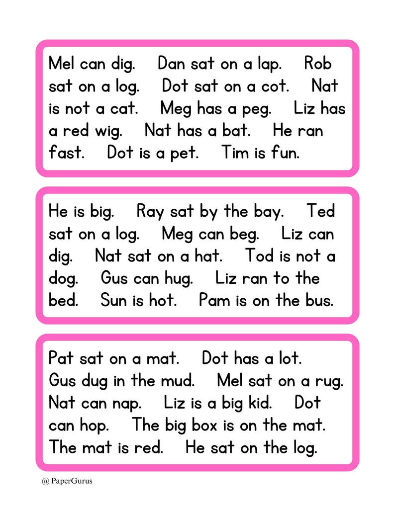 D18b_montessori-inspired Pink Material Sentences Practice Cards ...