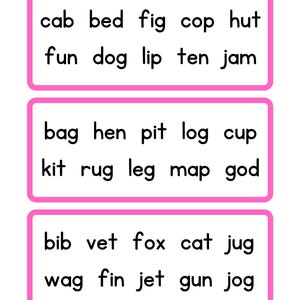 D18a_montessori-inspired CVC & Rhyming Word Practice Cards | Phonetic ...