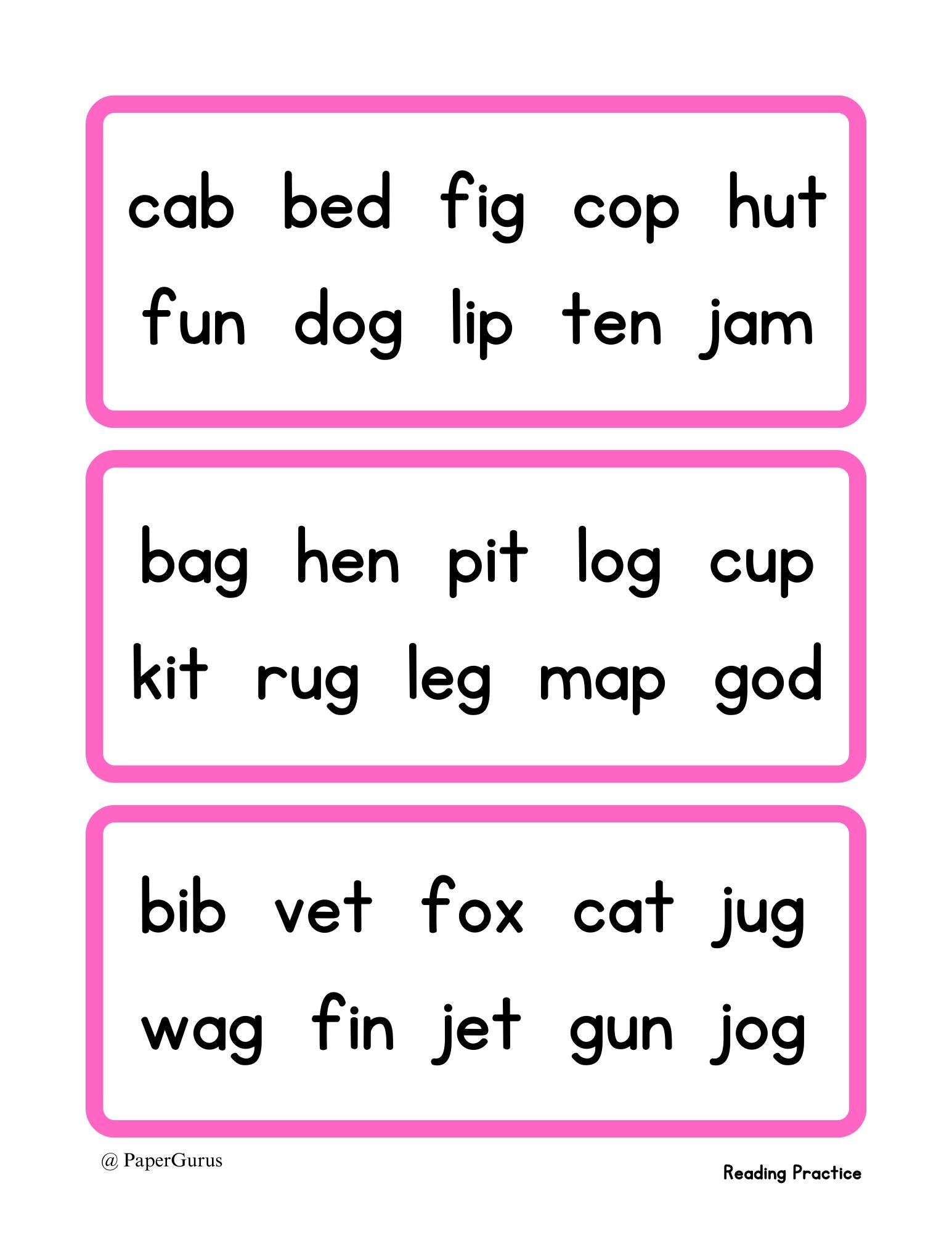 D18a_montessori-inspired CVC & Rhyming Word Practice Cards | Phonetic ...