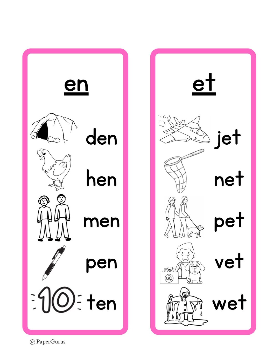 D11_montessori-inspired CVC Word (letter E) Lists | Phonetic Learning ...