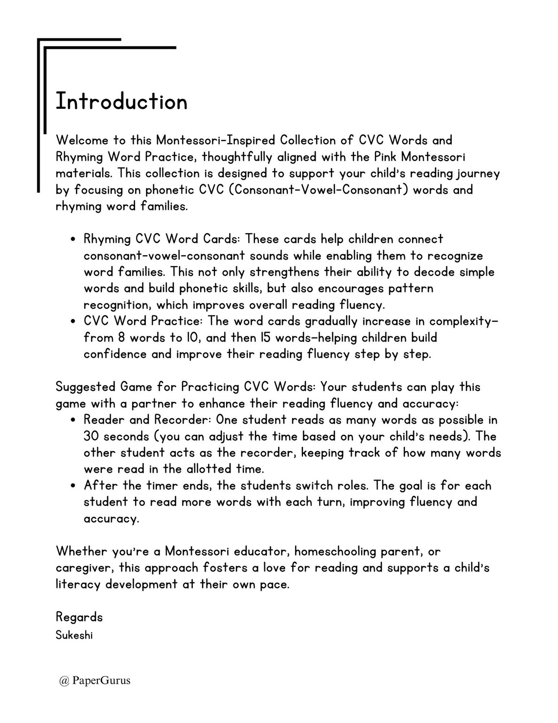 D18a_montessori-inspired CVC & Rhyming Word Practice Cards | Phonetic ...