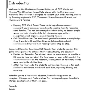 D18a_montessori-inspired CVC & Rhyming Word Practice Cards | Phonetic ...