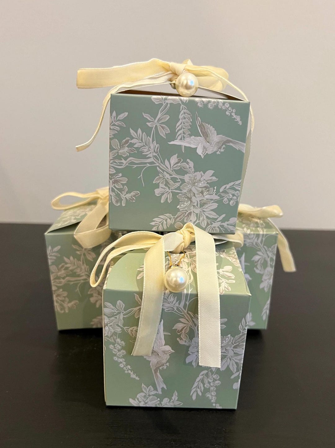 Handmade Floral Gift Box Set: Pearl & Ribbon Keepsake (set of 2) - Etsy