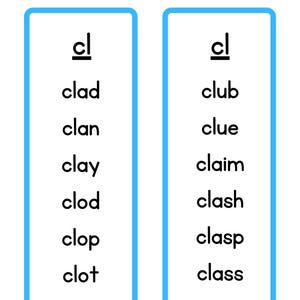 D20a_montessori-inspired Beginning Blends (bl, Cl, Fl) Lists | Phonetic ...