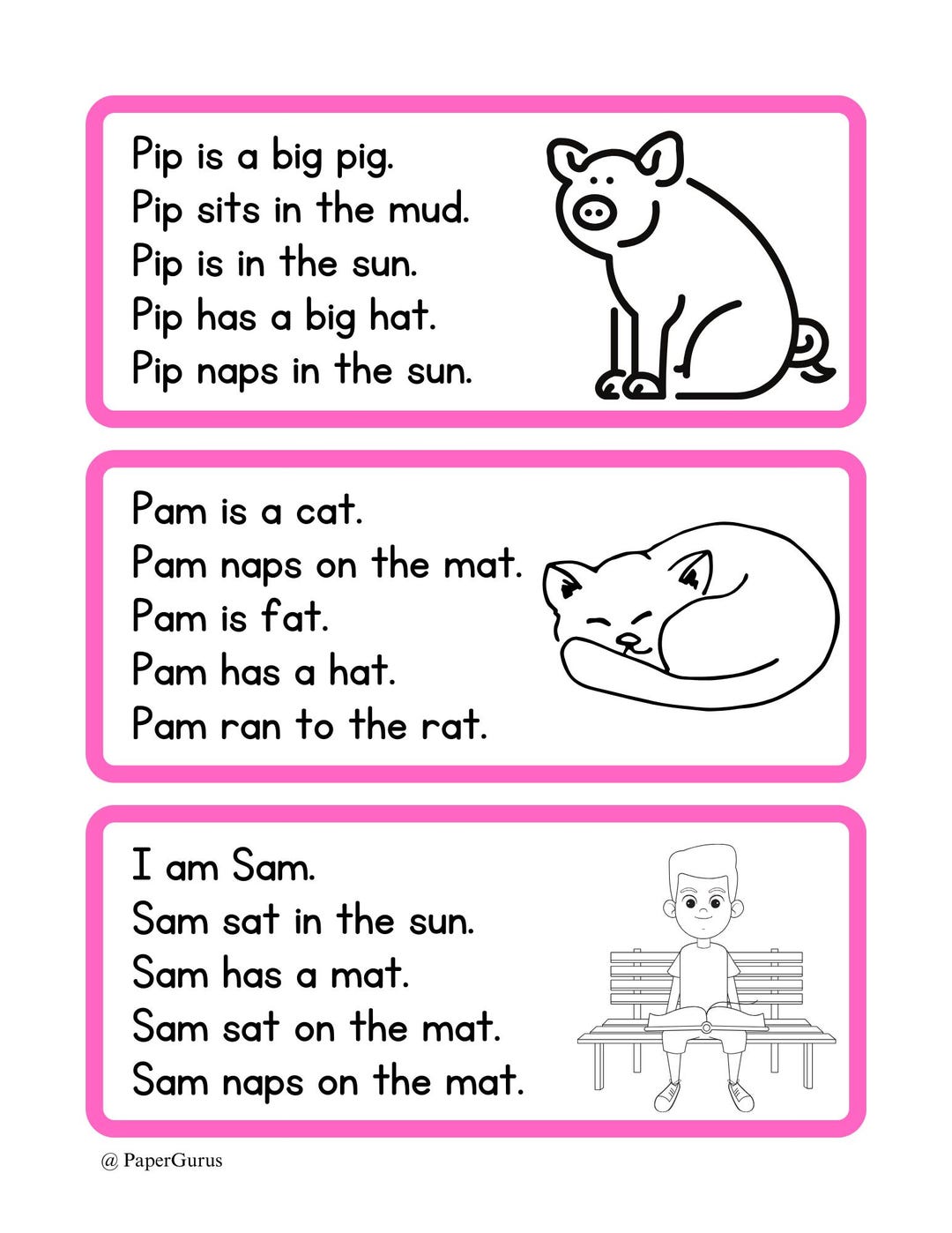 D18b_montessori-inspired Pink Material Sentences Practice Cards ...