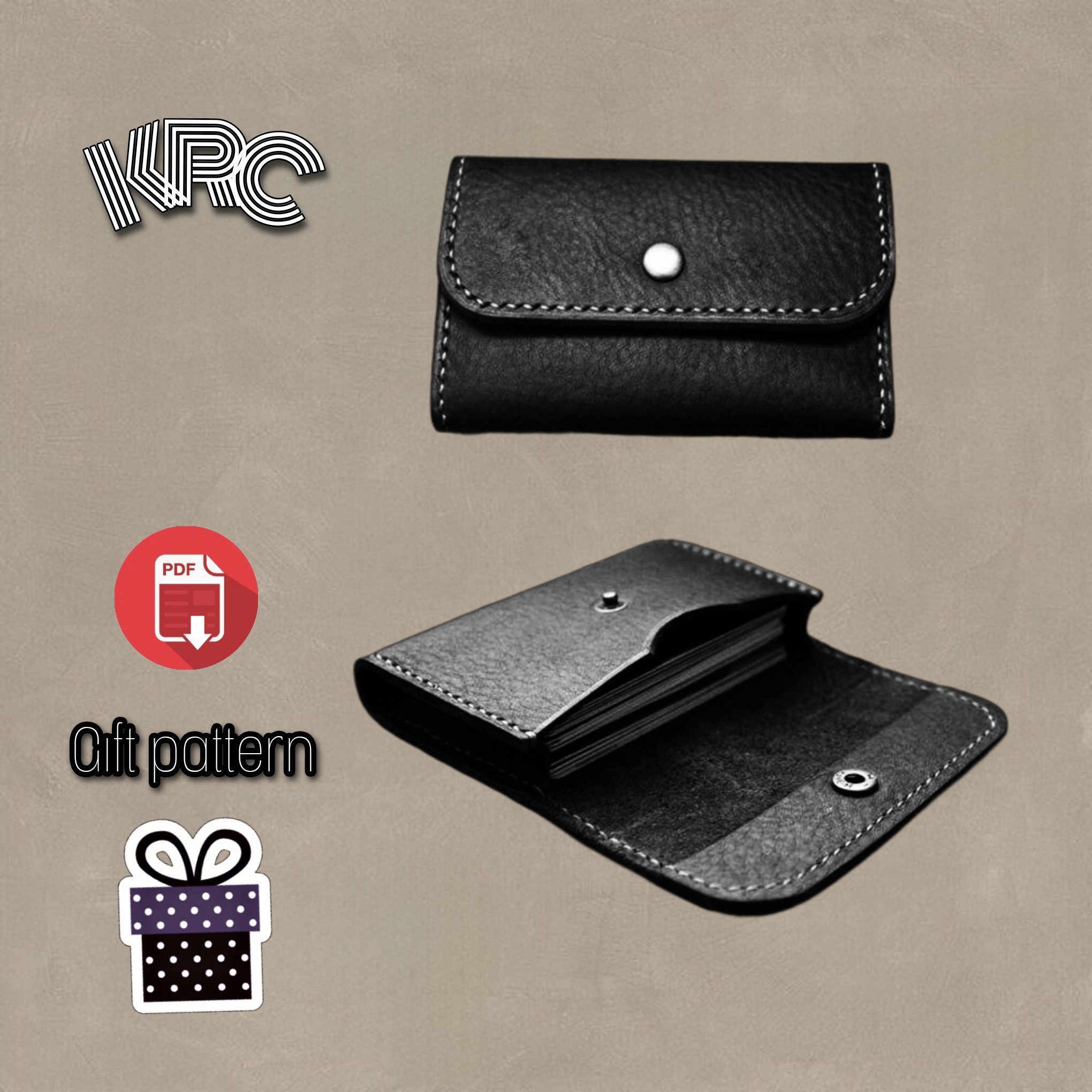 Leather Button Wallet PDF Pattern. Leather Snap Wallet. Cartvisit Case ...