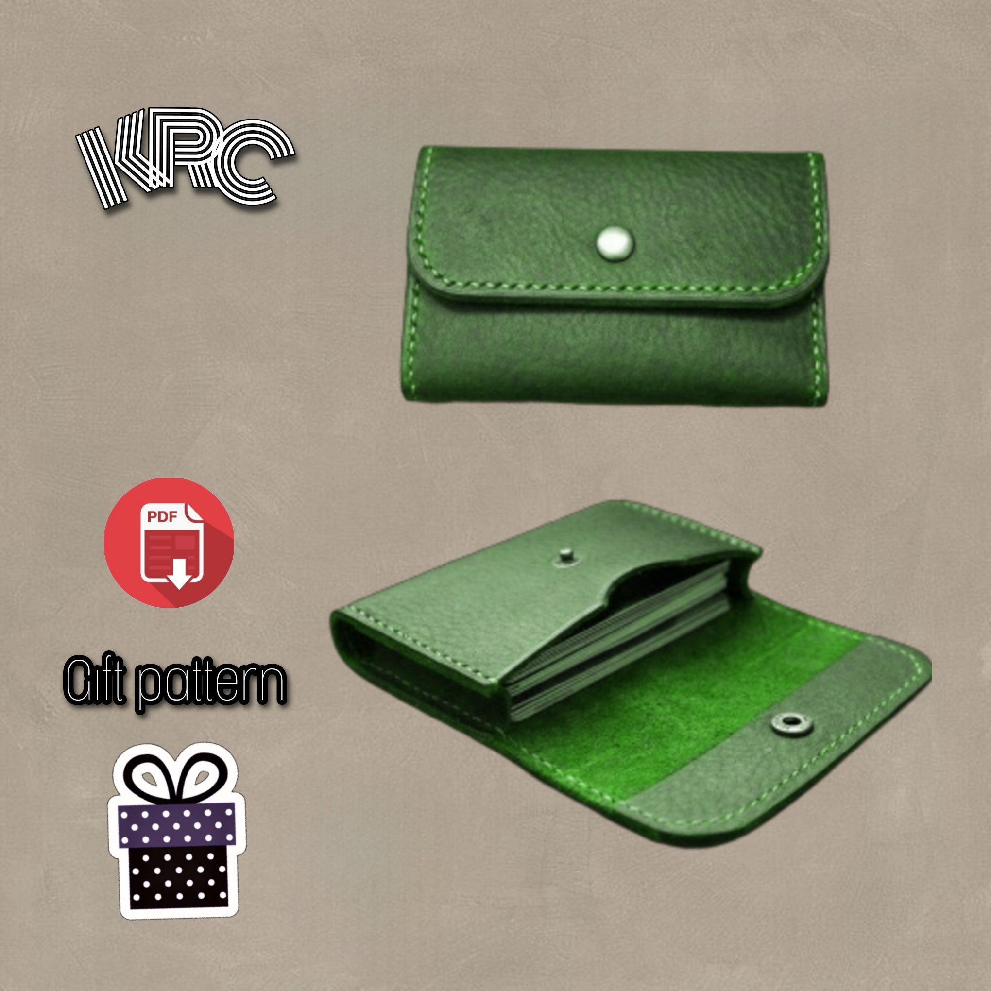 Leather Button Wallet PDF Pattern. Leather Snap Wallet. Cartvisit Case ...
