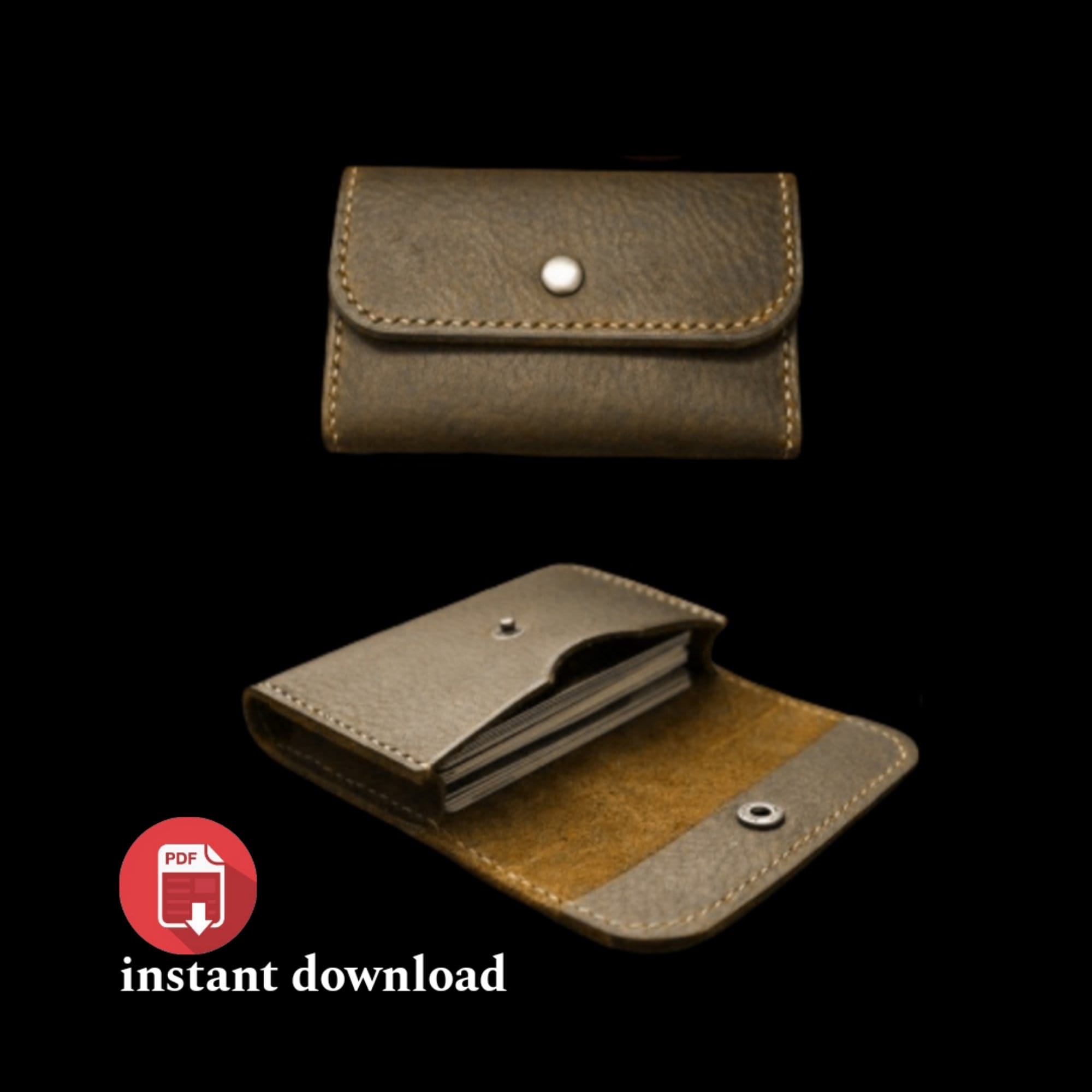 Leather Button Wallet PDF Pattern. Leather Snap Wallet. Cartvisit Case ...