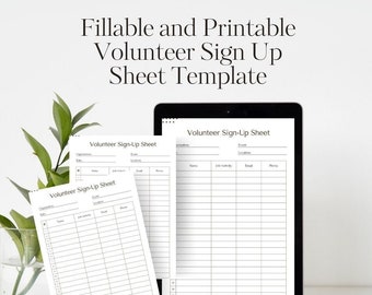 Fillable and Printable PDF Sign-up Sheet Template - Etsy