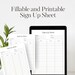 Fillable and Printable PDF Sign-up Sheet Template - Etsy