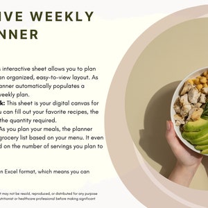 Interactive Excel Weekly Meal Planner With Automated Grocery List and ...
