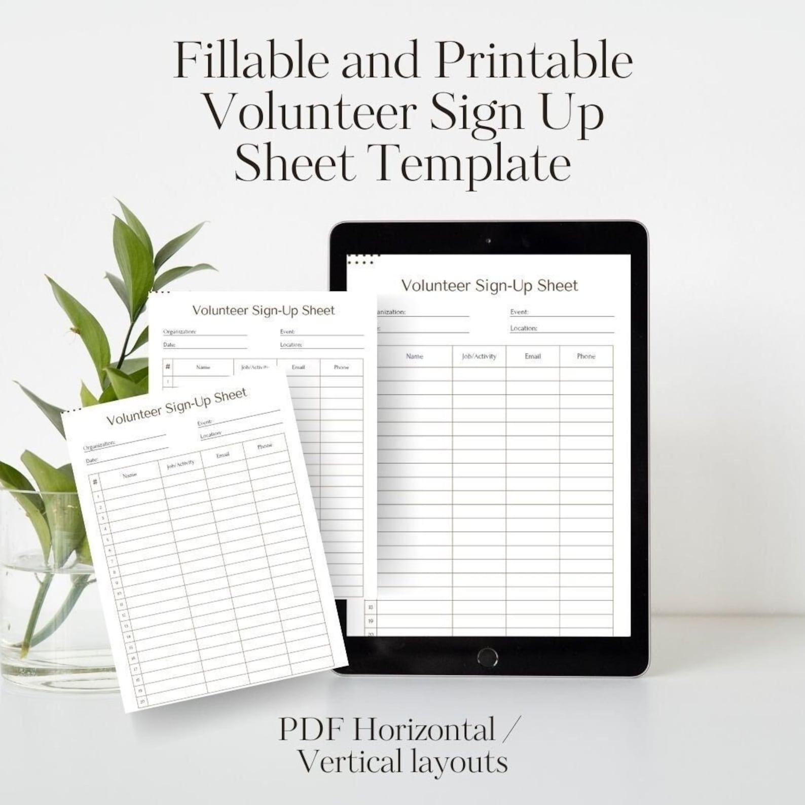 Fillable and Printable PDF Volunteer Sign-up Sheet Template - Etsy