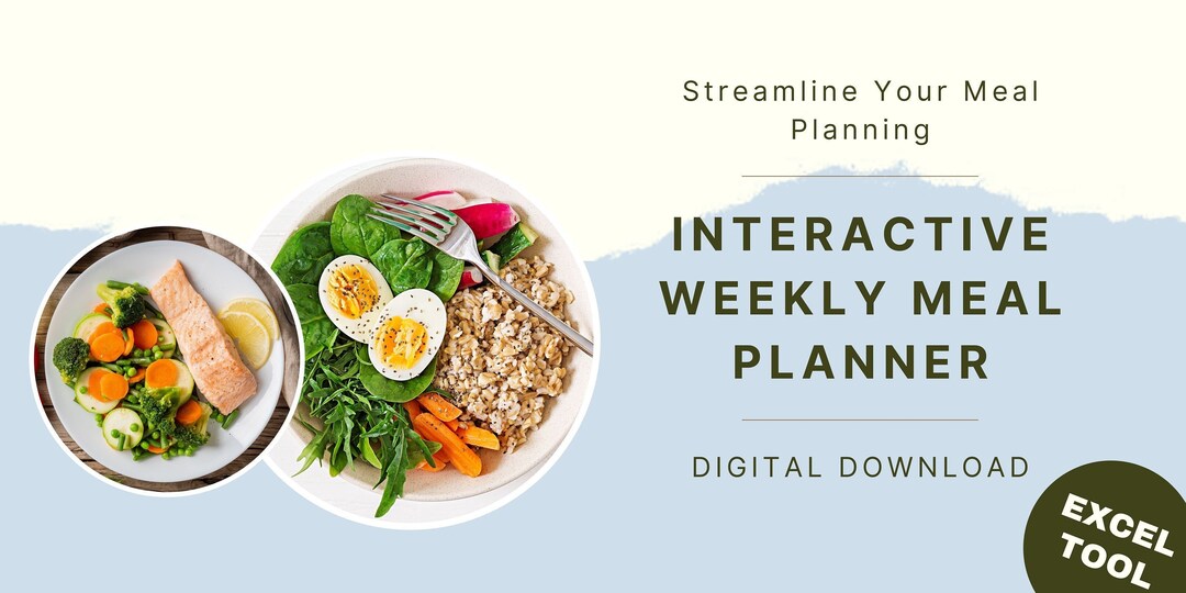 Interactive Excel Weekly Meal Planner With Automated Grocery List and ...