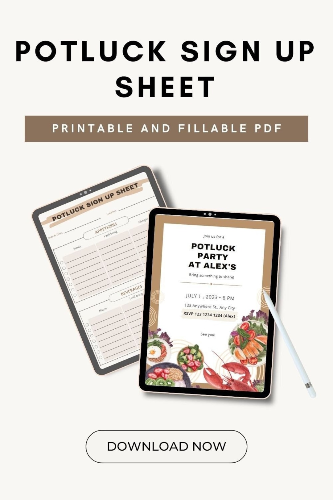 Potluck Sign up Sheets: Printable and Fillable PDF - Etsy