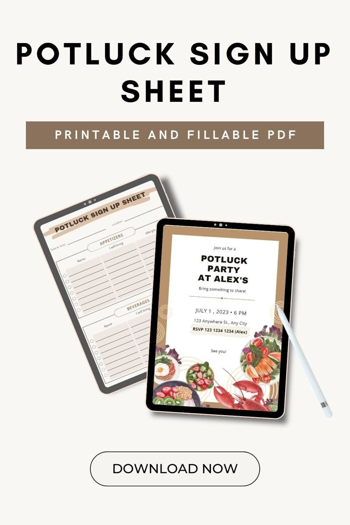 Potluck Sign up Sheets: Printable and Fillable PDF - Etsy