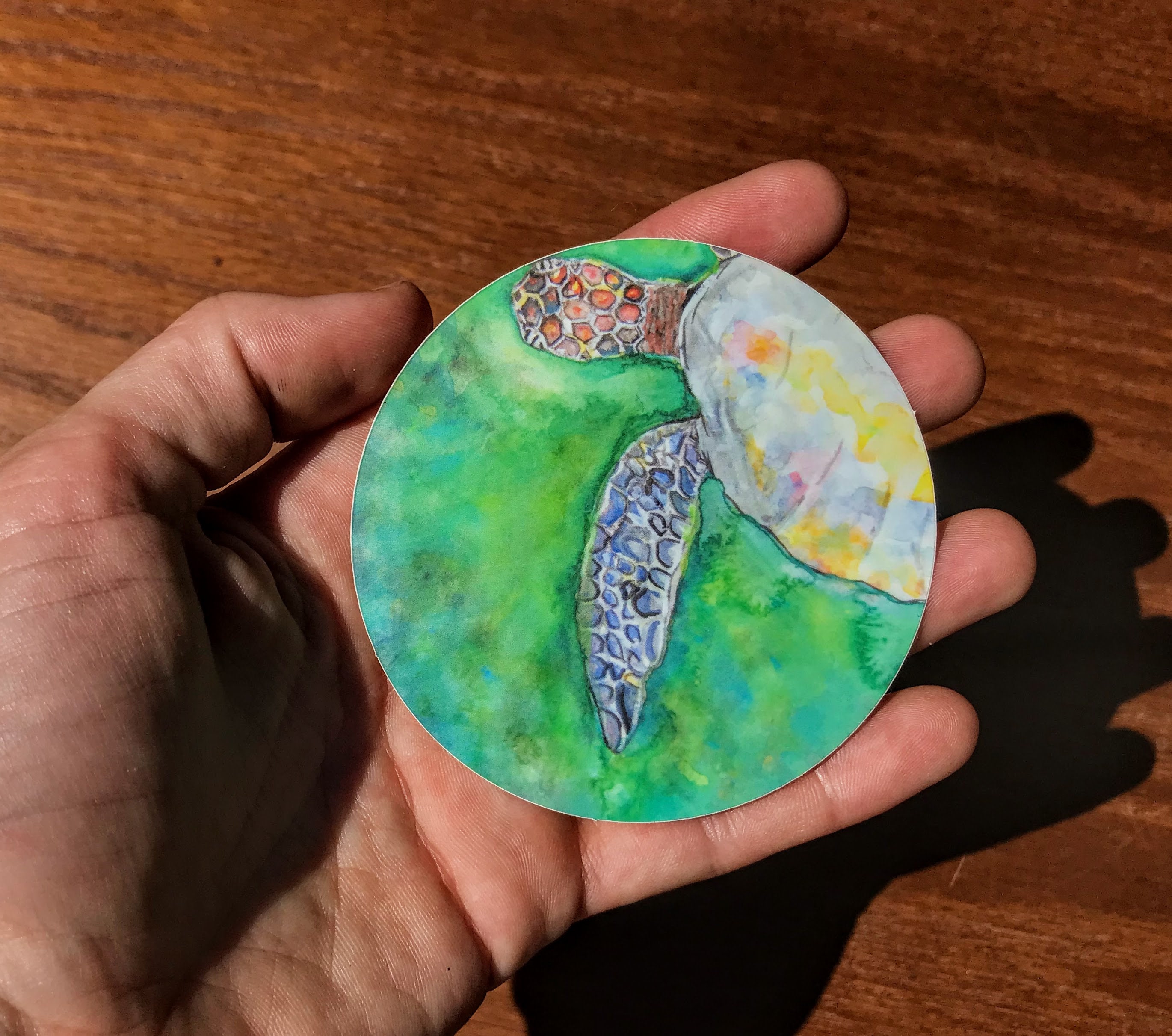 Green Sea Turtle Sticker Waterproof Matte Vinyl Circular Stickers 33 ...