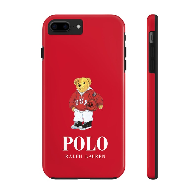 Ralph Lauren Bear Tough Phone Case, Red USA Polo Sport Sweater Inspired ...