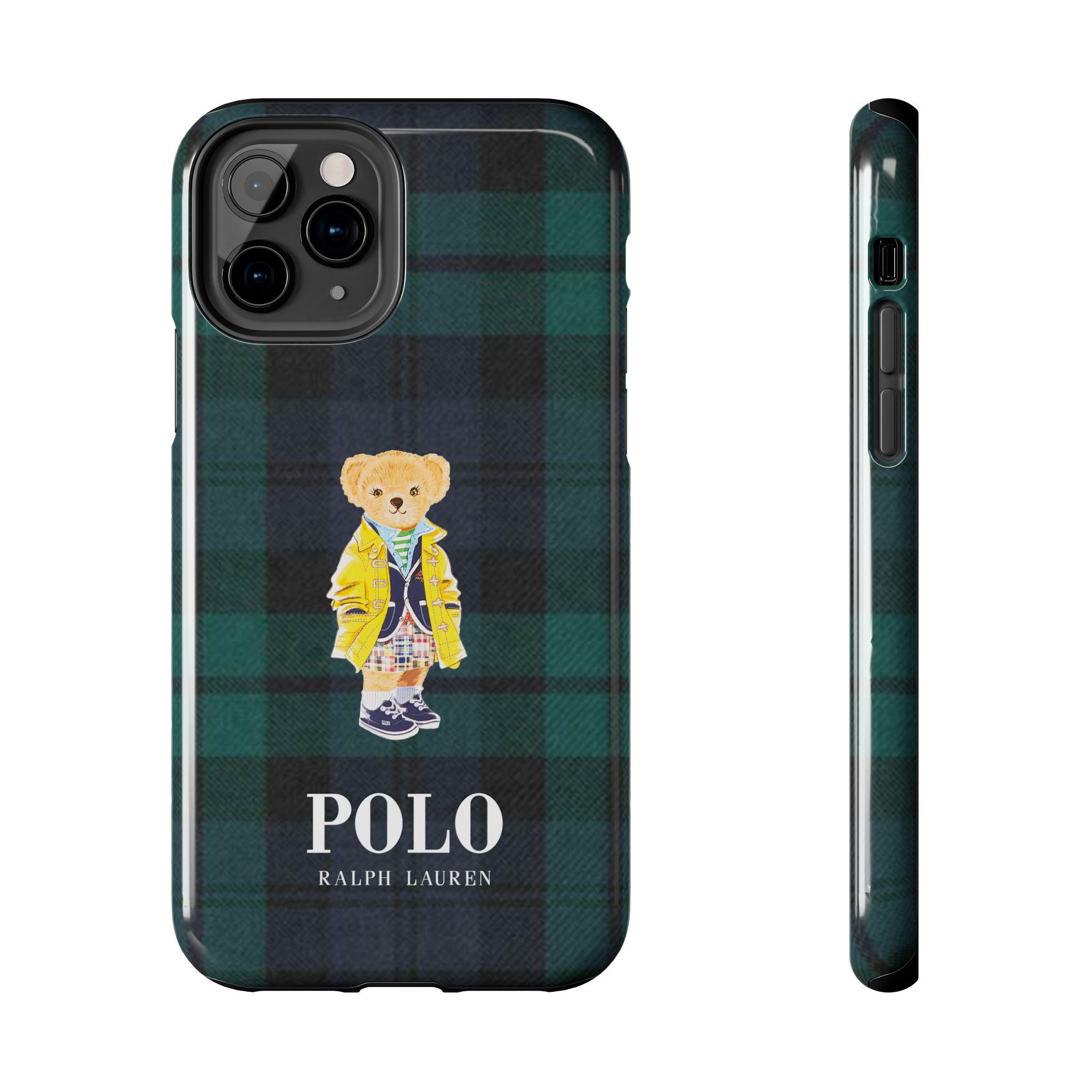 Ralph Lauren Polo Bear Inspired Phone Case, Polo Rain Coat With Green ...
