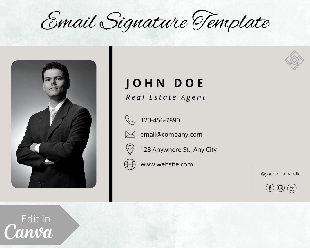 Simple Email Signature Template! Editable in Canva With a FREE Account ...