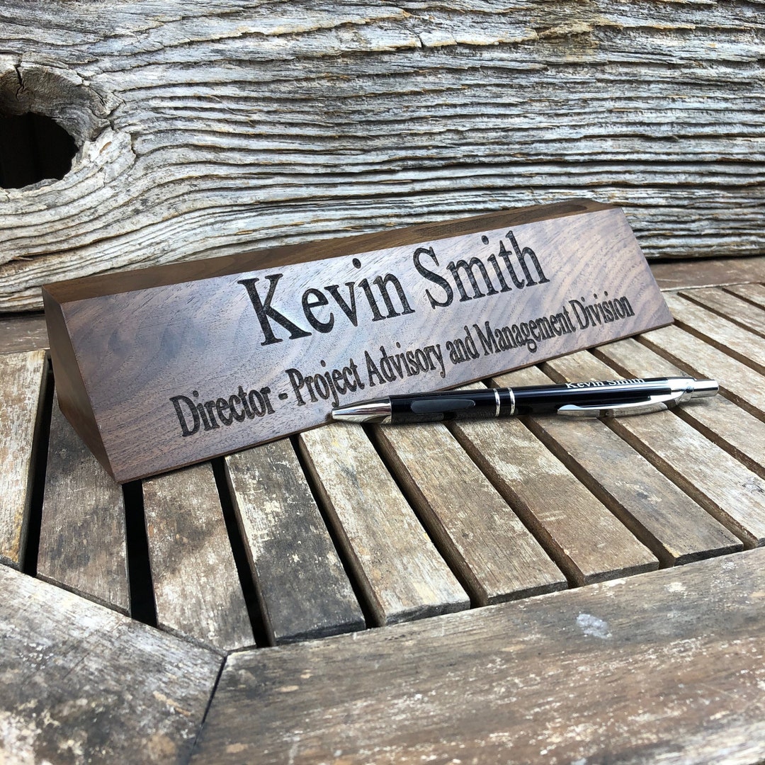Desk Name Plate, Custom Name Wedge, Personalized Wood Desk Name ...